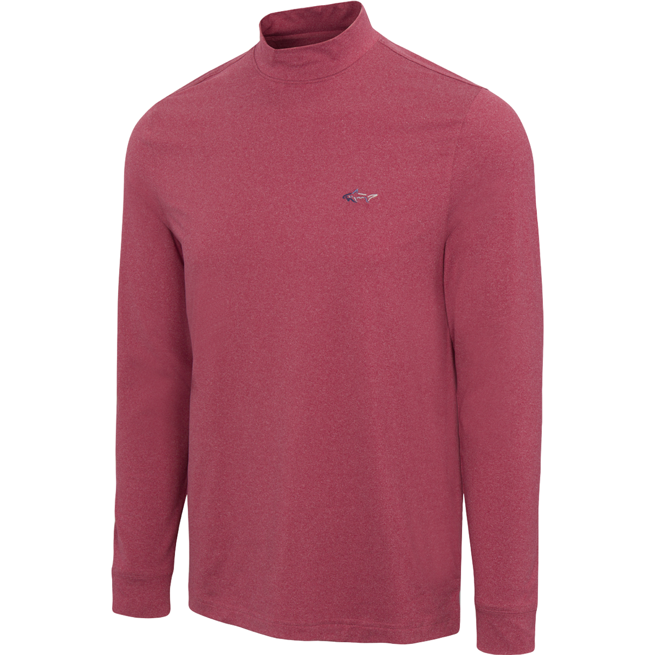 Greg Norman Signature Shark Long Sleeve Mock Neck Golf T-Shirt - Deep Rose